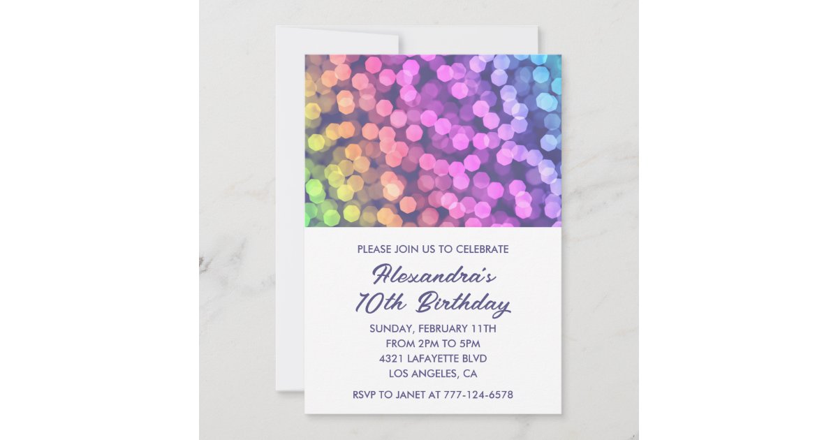 Color party invitations 10th girl colorful rainbow | Zazzle