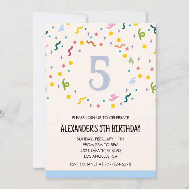 Color party invitations confetti kids primary | Zazzle