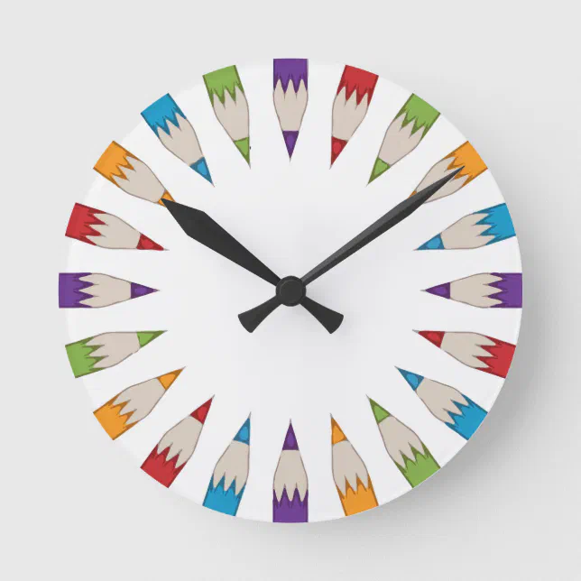 Color pencil classroom clock | Zazzle