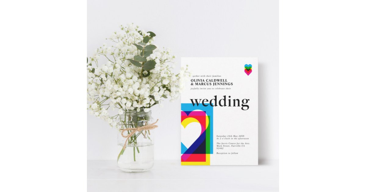 Color Pop wedding invitation card | Zazzle