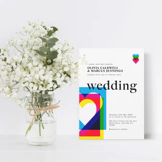 Color Pop wedding invitation card | Zazzle