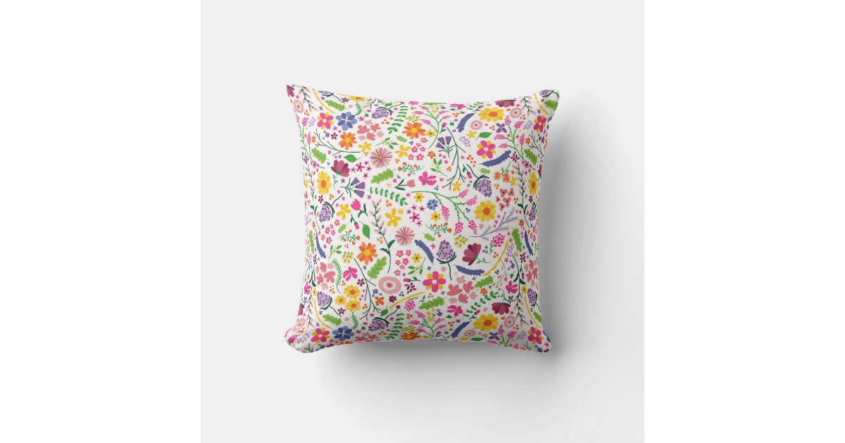 Color Pop Wildflowers Throw Pillow | Zazzle