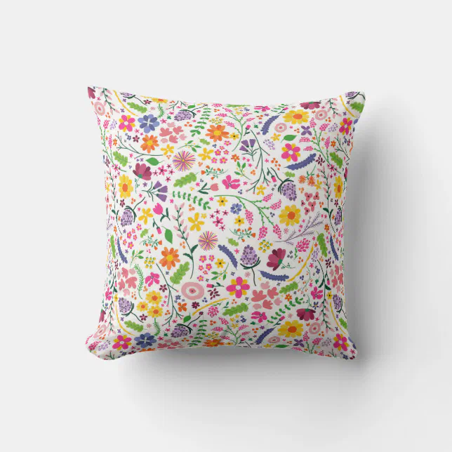 Color Pop Wildflowers Throw Pillow | Zazzle