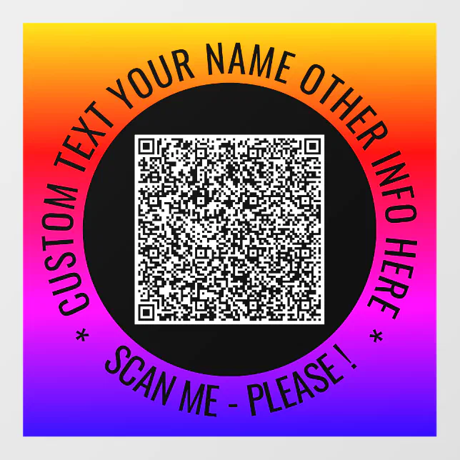 Color QR Code Scan Info Custom Text Floor Decals | Zazzle