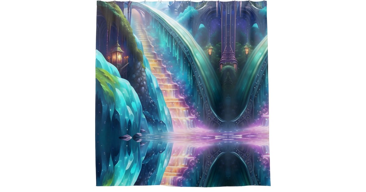 Color Rainbow Spectrum Waterfall Staircase Shower Curtain | Zazzle