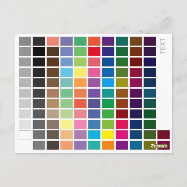 Color Reference Chart Postcard | Zazzle