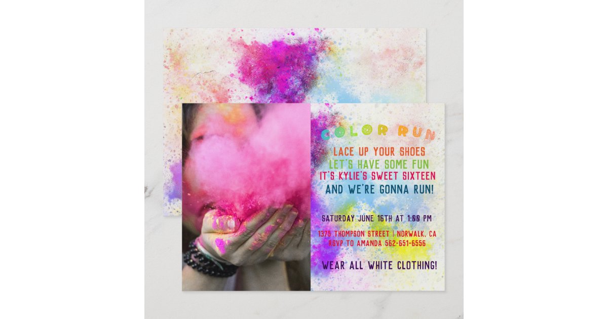 Color Run Birthday Party Invitation | Zazzle