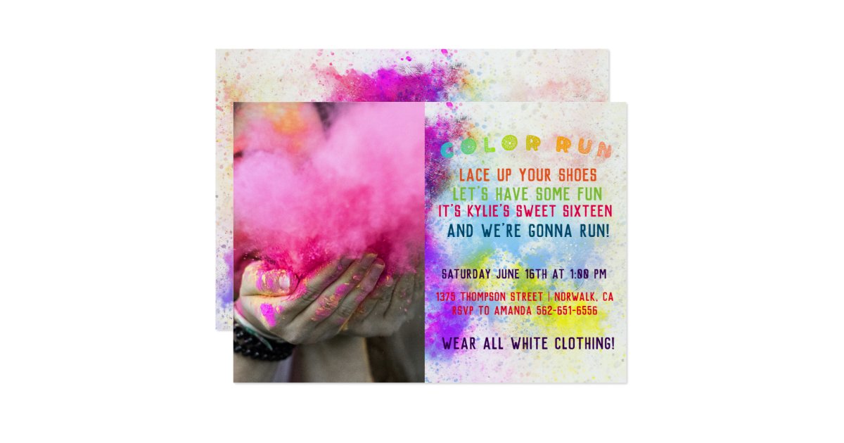 Color Run Birthday Party Invitation | Zazzle.com