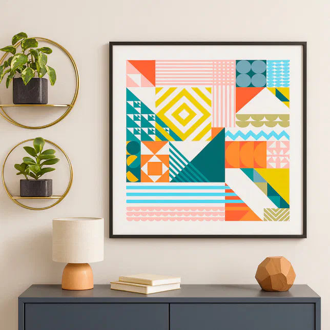 Color Shapely Pattern Poster | Zazzle