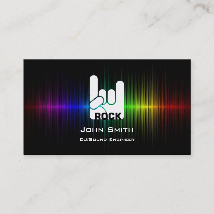 Color Soundwave Rock Skull DJ Music Business Card | Zazzle