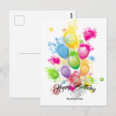 Color Splash Birthday Balloons Postcard | Zazzle