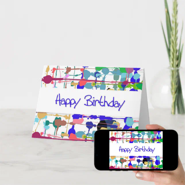 Color Splash Birthday Card (Large Print) | Zazzle