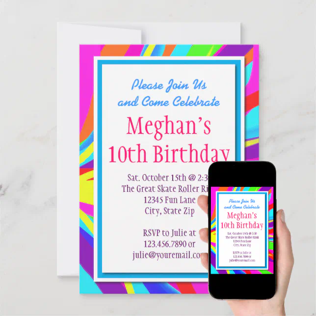 Color Splash Bold Birthday Party Invitations | Zazzle
