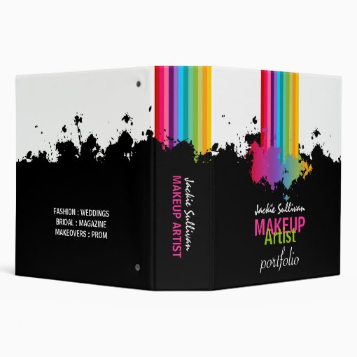 Color Splash Makeup Artist Portfolio 2 Inch Binder | Zazzle