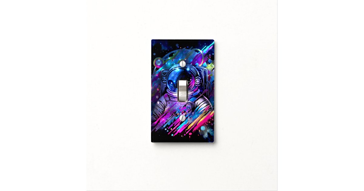 Color Splash Starry Space Astronaut Light Switch Cover | Zazzle