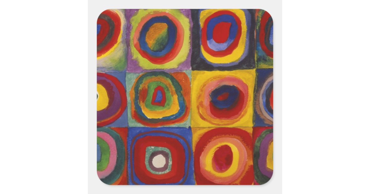 Color Study of Squares Circles Square Sticker | Zazzle