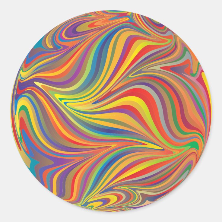 Color swirl classic round sticker | Zazzle