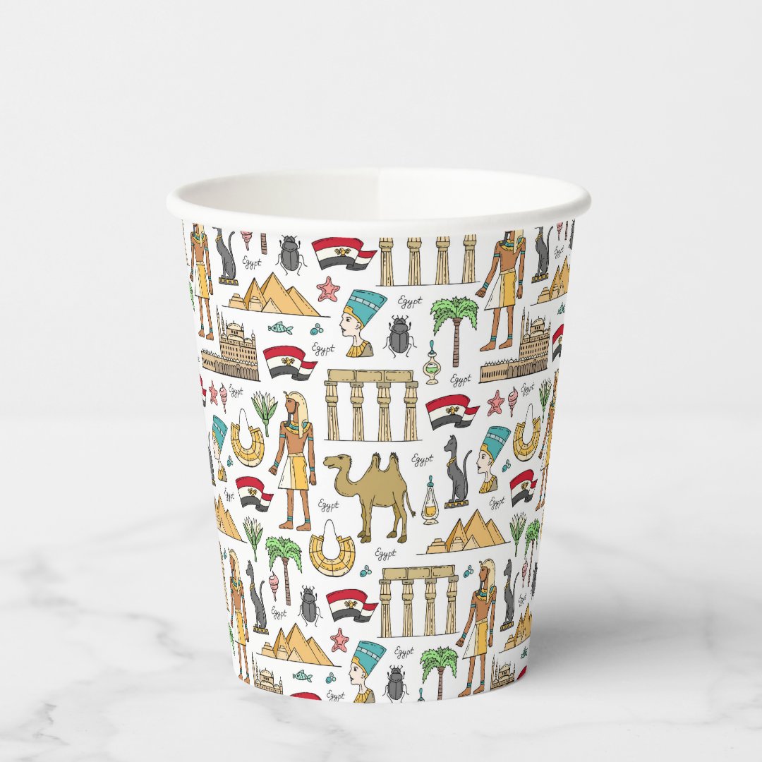 Color Symbols of Egypt Pattern Paper Cups | Zazzle