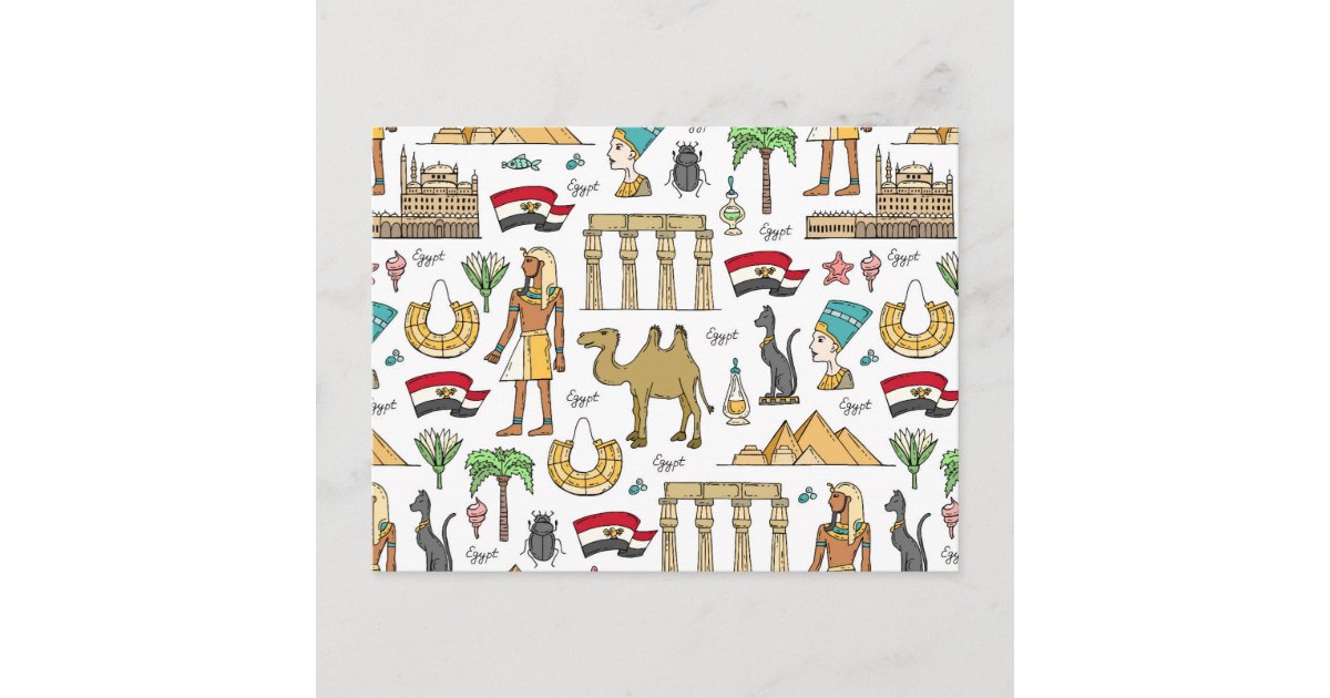 Color Symbols of Egypt Pattern Postcard | Zazzle
