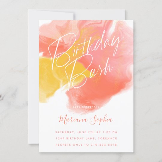 Color Wash Birthday Party Invitation | Zazzle.com