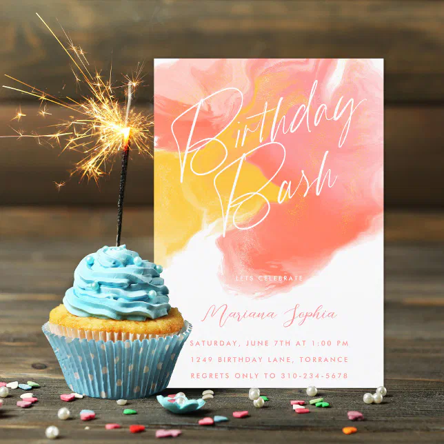 Color Wash Birthday Party Invitation | Zazzle