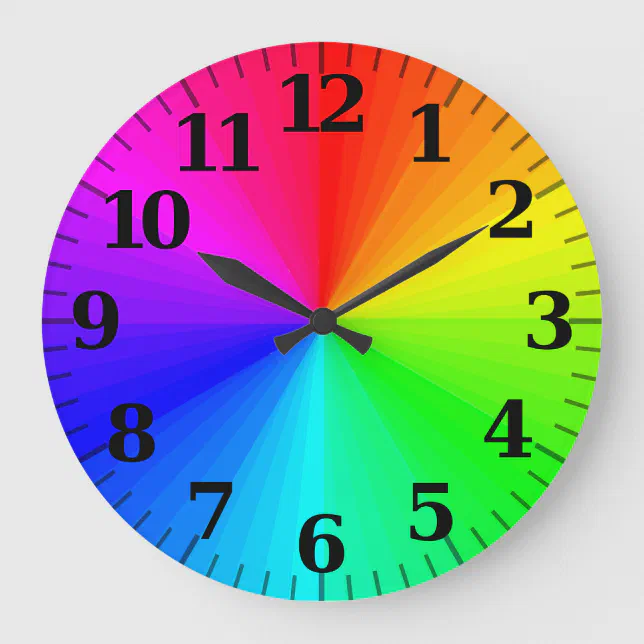 Color Wheel Clock - With Hour & Minute Ticks | Zazzle