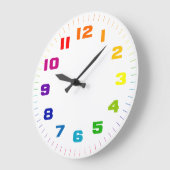 Color Wheel Numbers on White Large Clock | Zazzle
