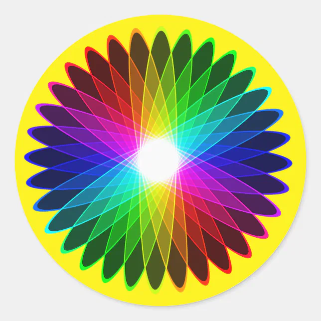 Color Wheel Round Out Rainbow Hypnotic Halo Classic Round Sticker | Zazzle