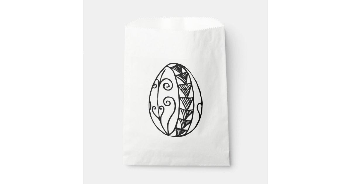 Color Your Own Hand Drawn Easter Egg Drawing 1 Favor Bag | Zazzle