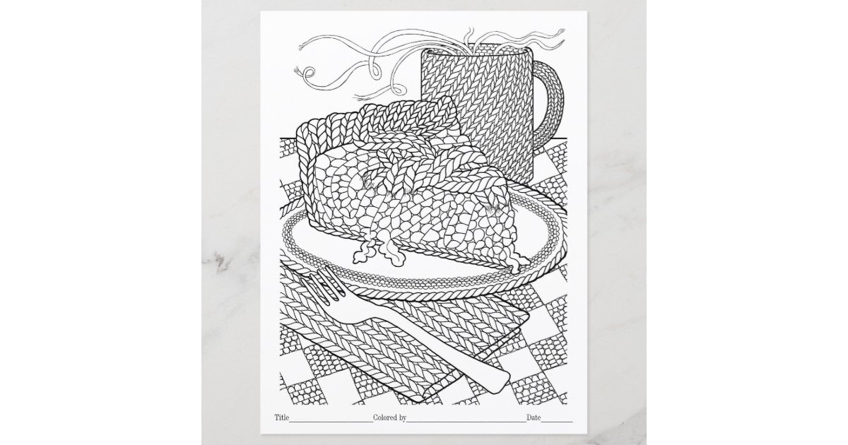 COLOR YOUR OWN Knit Pie Slice Coloring Page | Zazzle