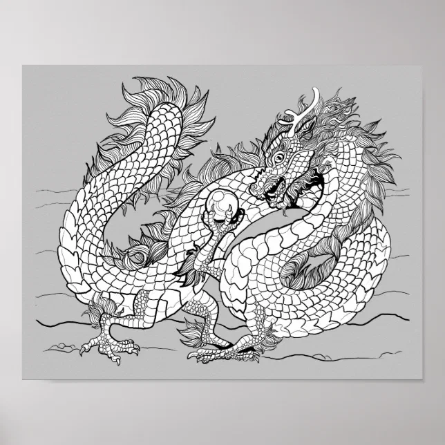Color your own Pearl Dragon Poster | Zazzle