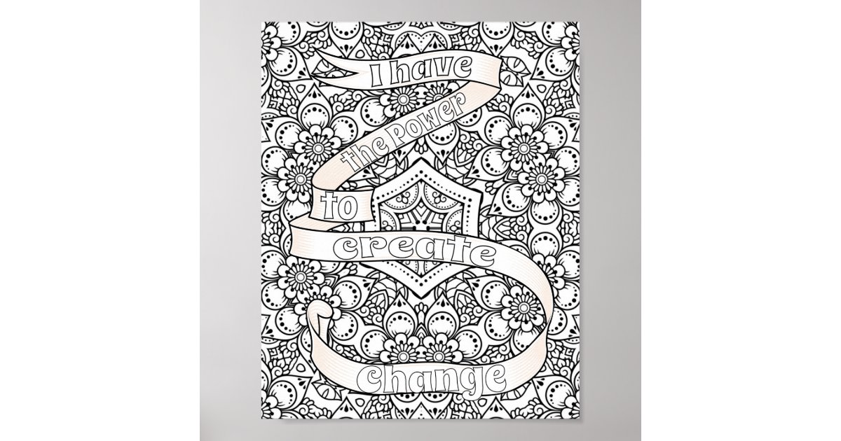 Color Yourself Poster with Positive Affirmations | Zazzle