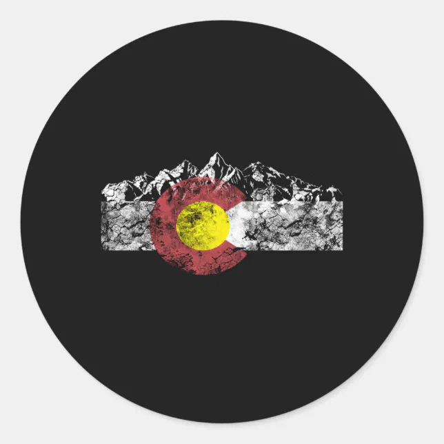 Colorado Flag And Mountains Rocky Mountains Classic Round Sticker | Zazzle