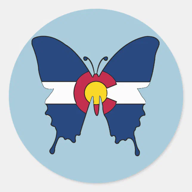 Colorado flag butterfly round stickers | Zazzle