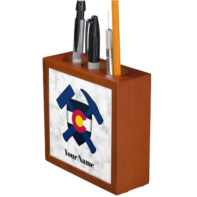 Colorado Flag Geology Hammer Logo Desk Organizer | Zazzle