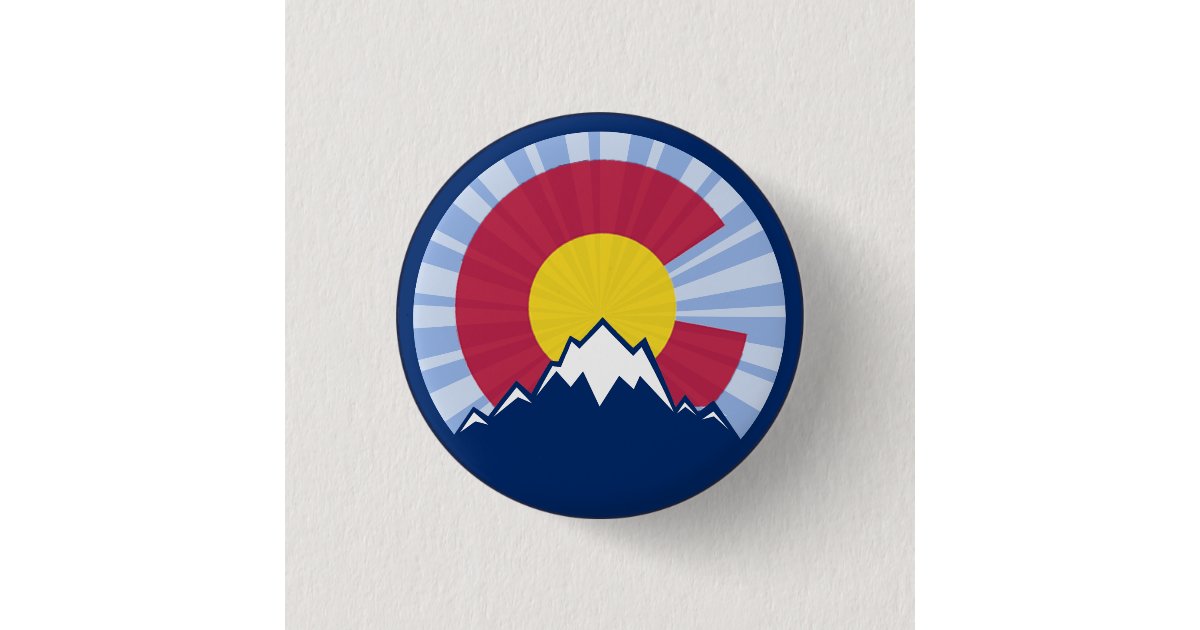 Colorado flag mountain burst pin button | Zazzle