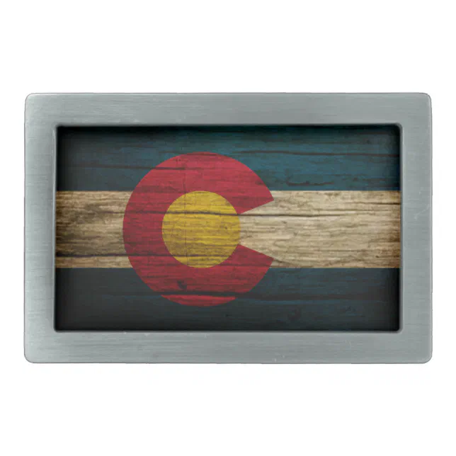 Colorado Flag Rustic Old Wood Belt Buckle | Zazzle