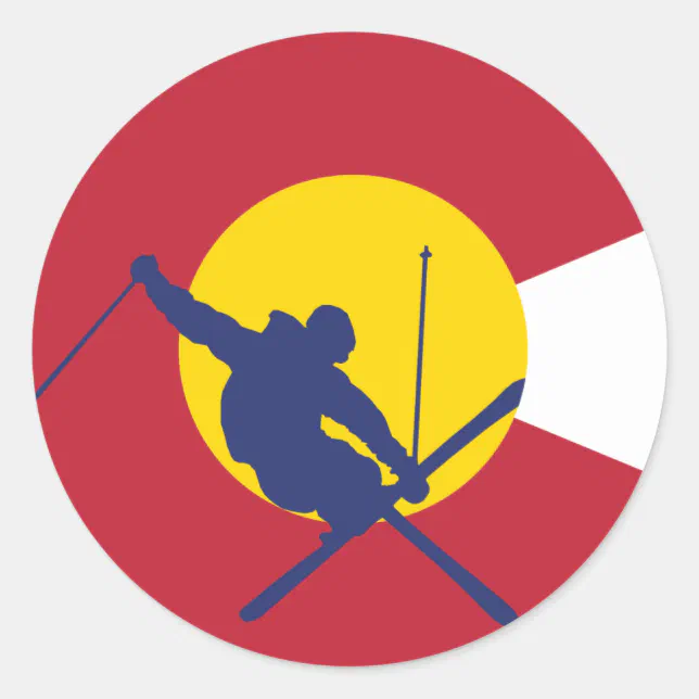 Colorado Flag Sticker - Skier - Iron Cross | Zazzle