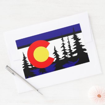 Colorado Flag Tree Silhouette Rectangular Sticker | Zazzle