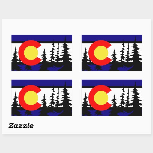 Colorado Flag Tree Silhouette Rectangular Sticker | Zazzle
