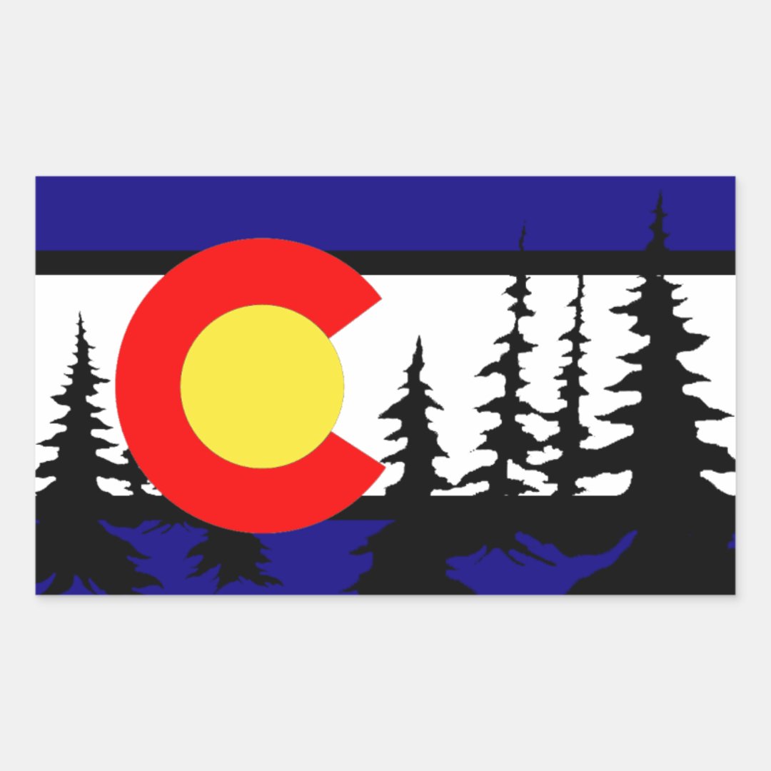 Colorado Flag Tree Silhouette Rectangular Sticker | Zazzle
