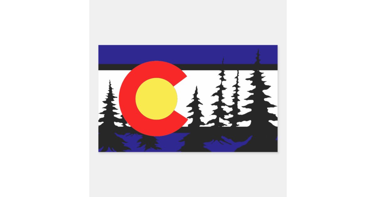Colorado Flag Tree Silhouette Rectangular Sticker | Zazzle