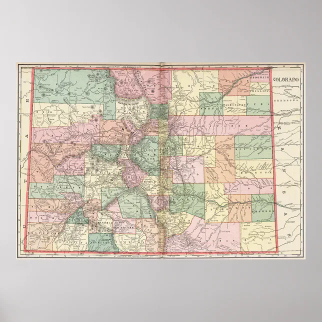 Colorado Map of Cities (1901) Poster | Zazzle