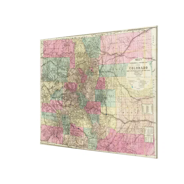 Colorado Map with Cities (1884) Canvas Print | Zazzle
