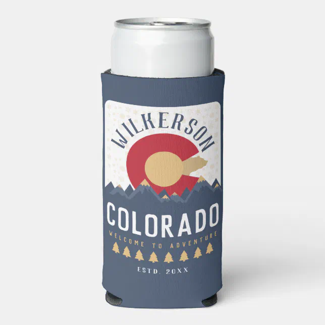 Colorado Mountains Vintage Co Flag Souvenirs Seltzer Can Cooler | Zazzle