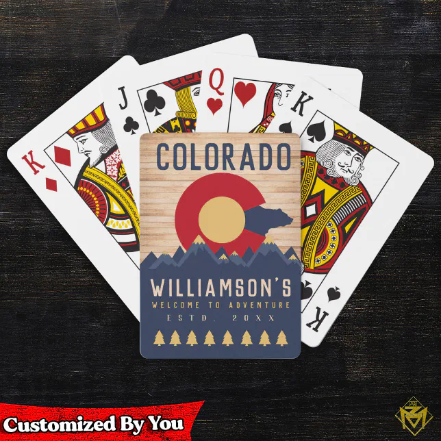 Colorado Mountains Vintage Co Flag Wooden Poker Cards | Zazzle