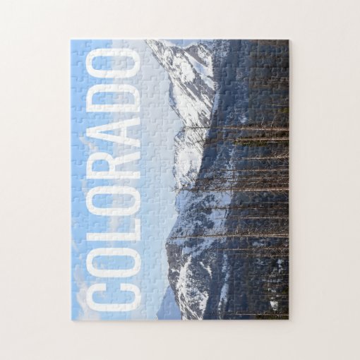 Colorado Snowy Mountains Typography and Photo Jigsaw Puzzle | Zazzle