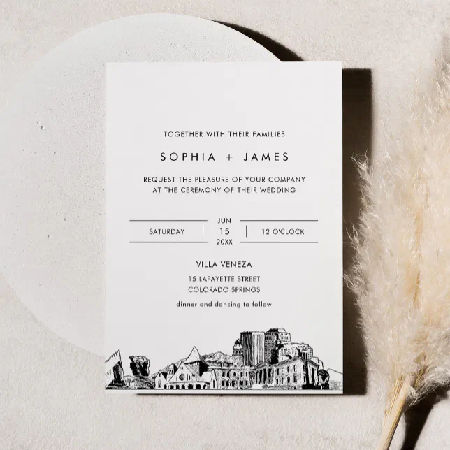 Colorado Springs Skyline Wedding Invitation | Zazzle