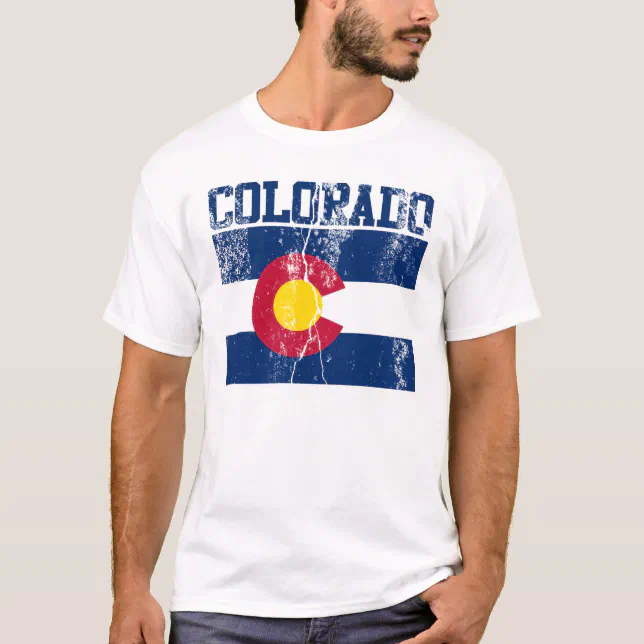 Colorado State Flag T-Shirt (Distressed) | Zazzle