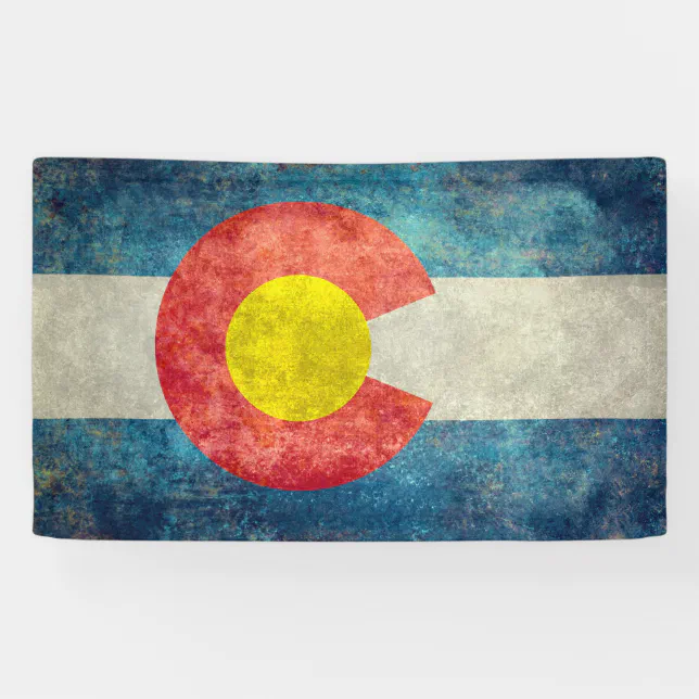 Colorado State flag with vintage retro grungy look Banner | Zazzle
